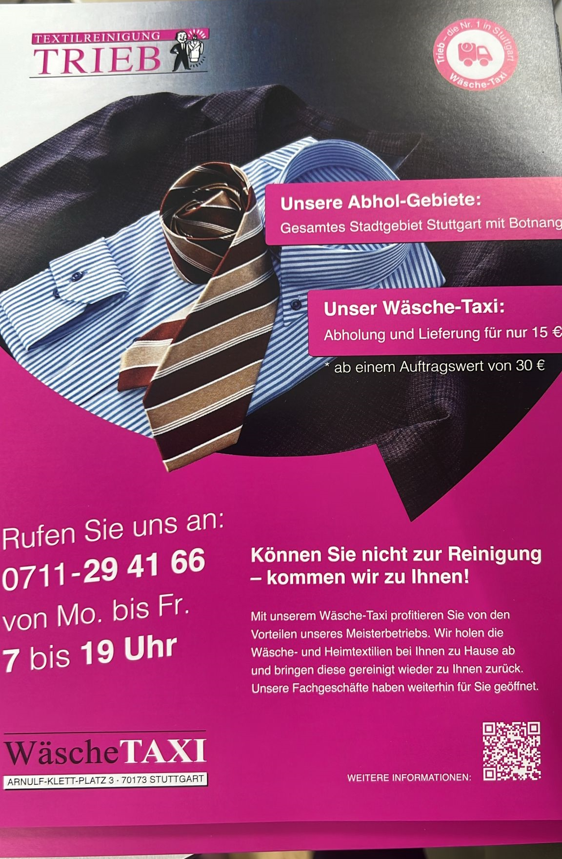 Wäschetaxi und Sammelpunkte in unserer App | Textilreinigung Trieb